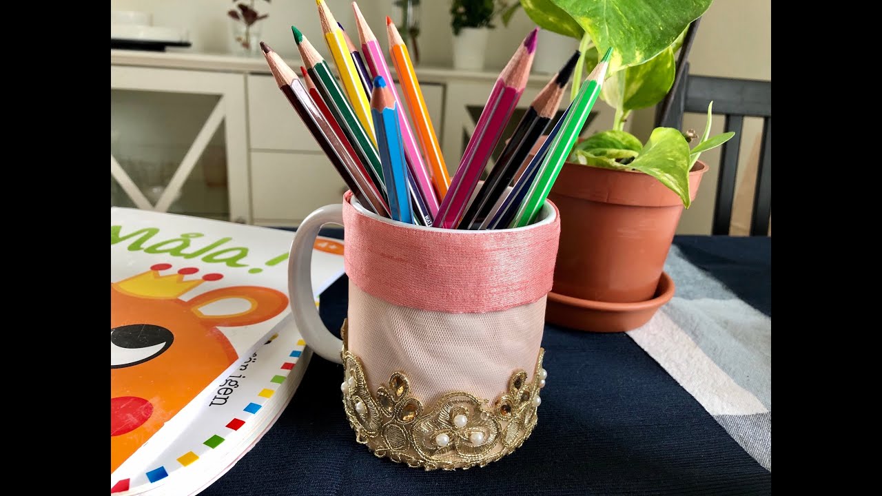 Repurpose old mug to a pen holder | Best out of waste pen holder | DIY ...