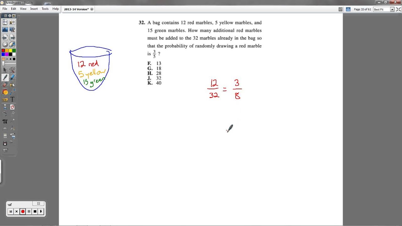 ACT Question #32 - Probability - YouTube