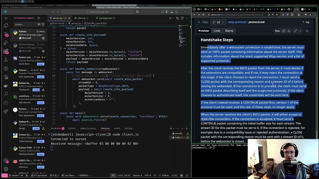 [dev] Wisp - Python server - Javascript client - YouTube