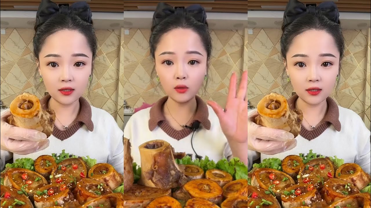 CHINESE MUKBANG SPICY FOOD (BEEF MARROW BONE)@Xiao Yu Mukbang ...