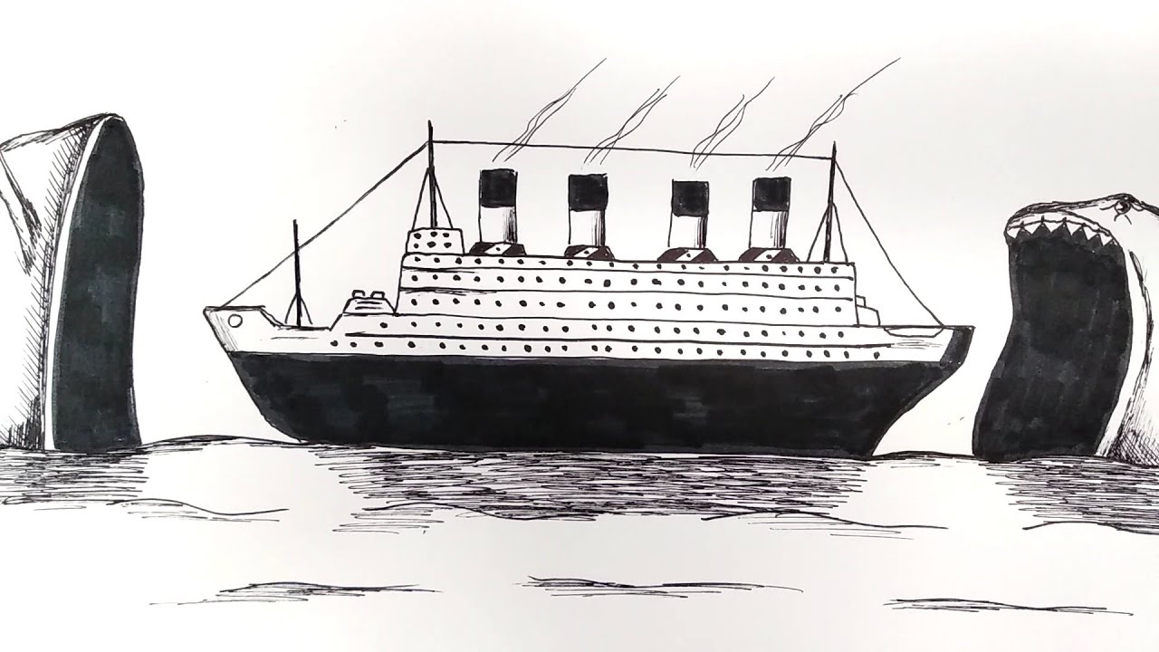 How to draw the Sea Eater and Bloop attack Titanic - YouTube