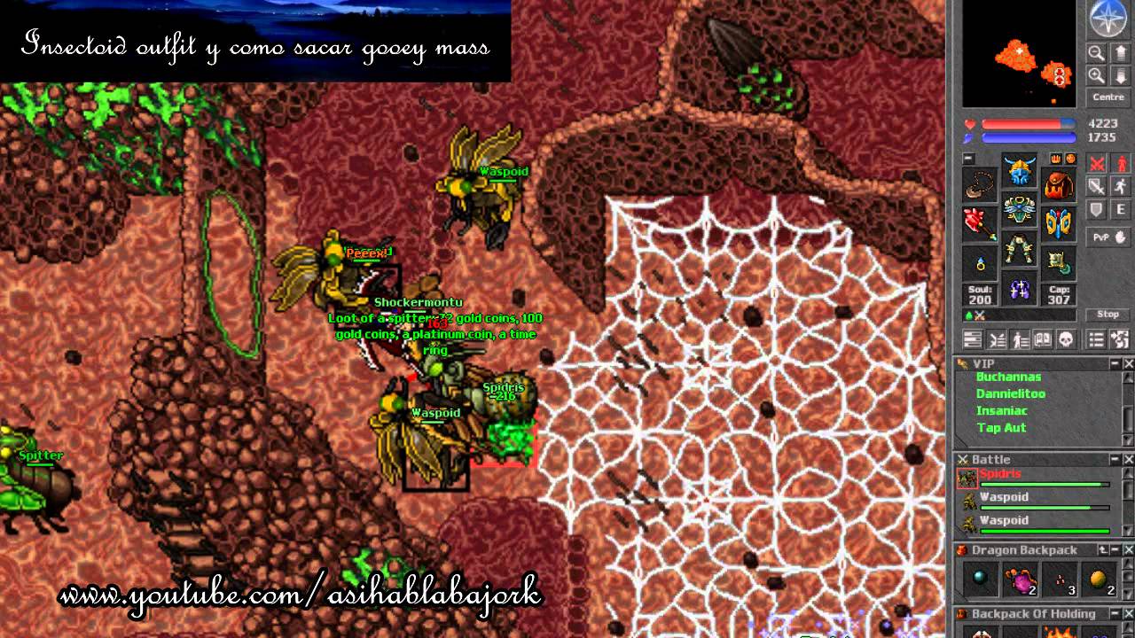 Como sacar insectoid outfit y recoger Gooey mass - Tibia tutorial - YouTube