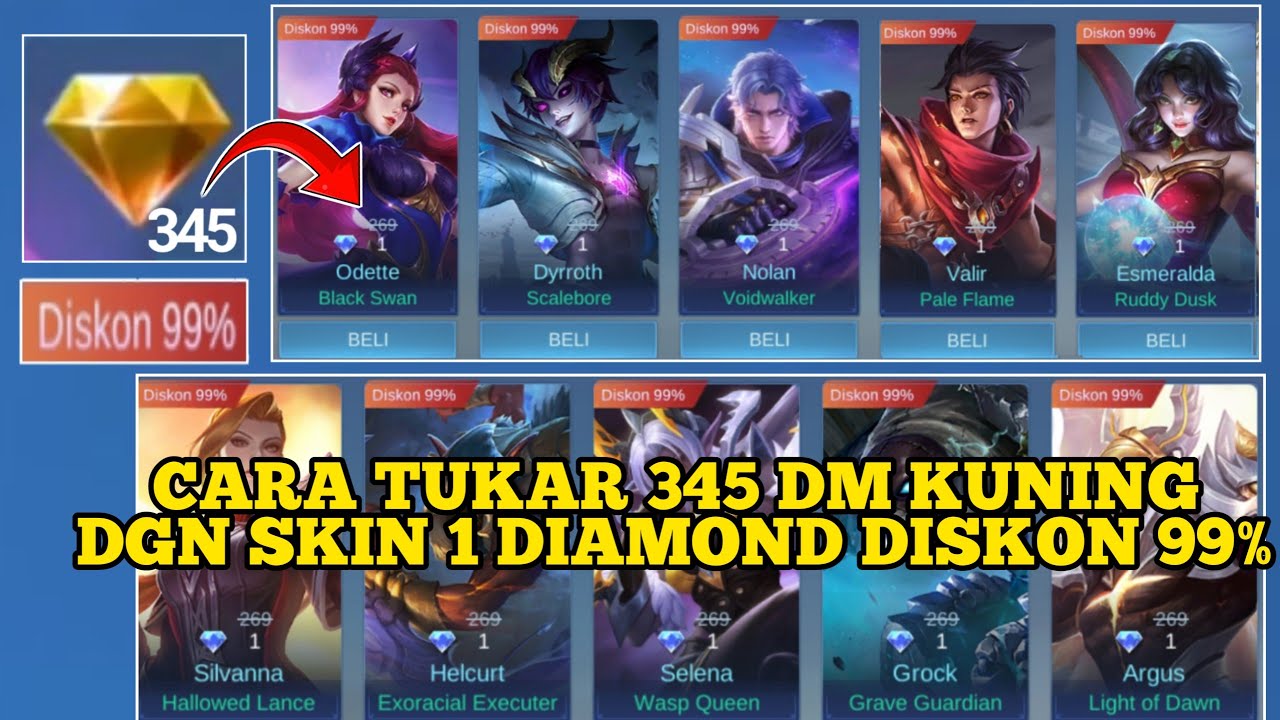 CARA TUKAR 345 DIAMOND KUNING DGN SKIN 1 DIAMOND ! PROMO DIAMOND KUNING ...