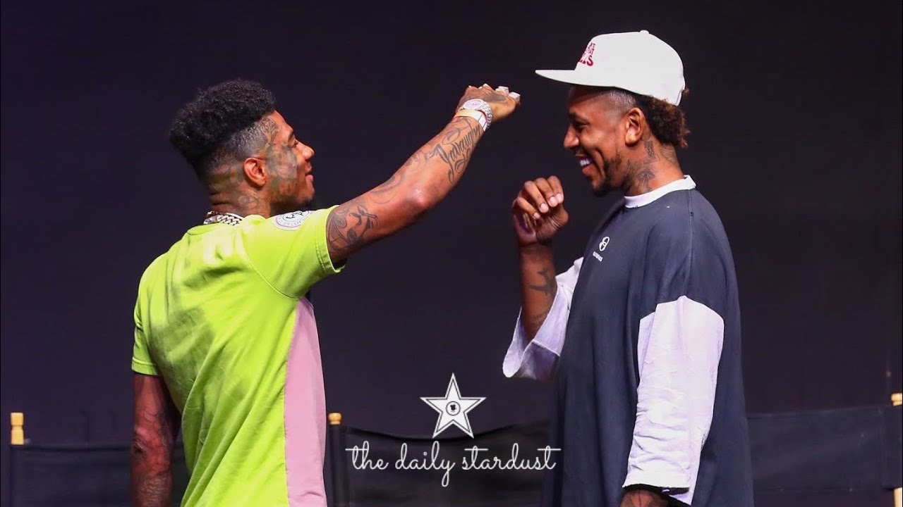 Blueface & Swaggy P Trash Talk To Each Other At Social Gloves Press ...