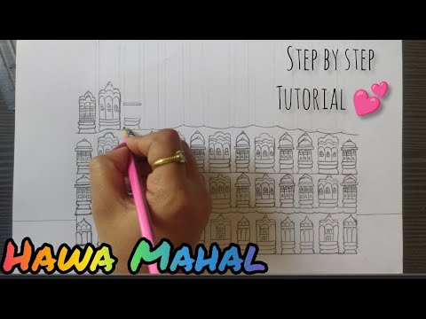 Hawa Mahal drawing / How to draw easy Hawa Mahal , Jaipur , India ...