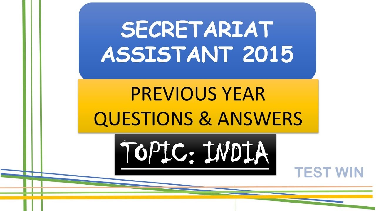 Secretariat Assistant Previous year questions PART-2 - YouTube