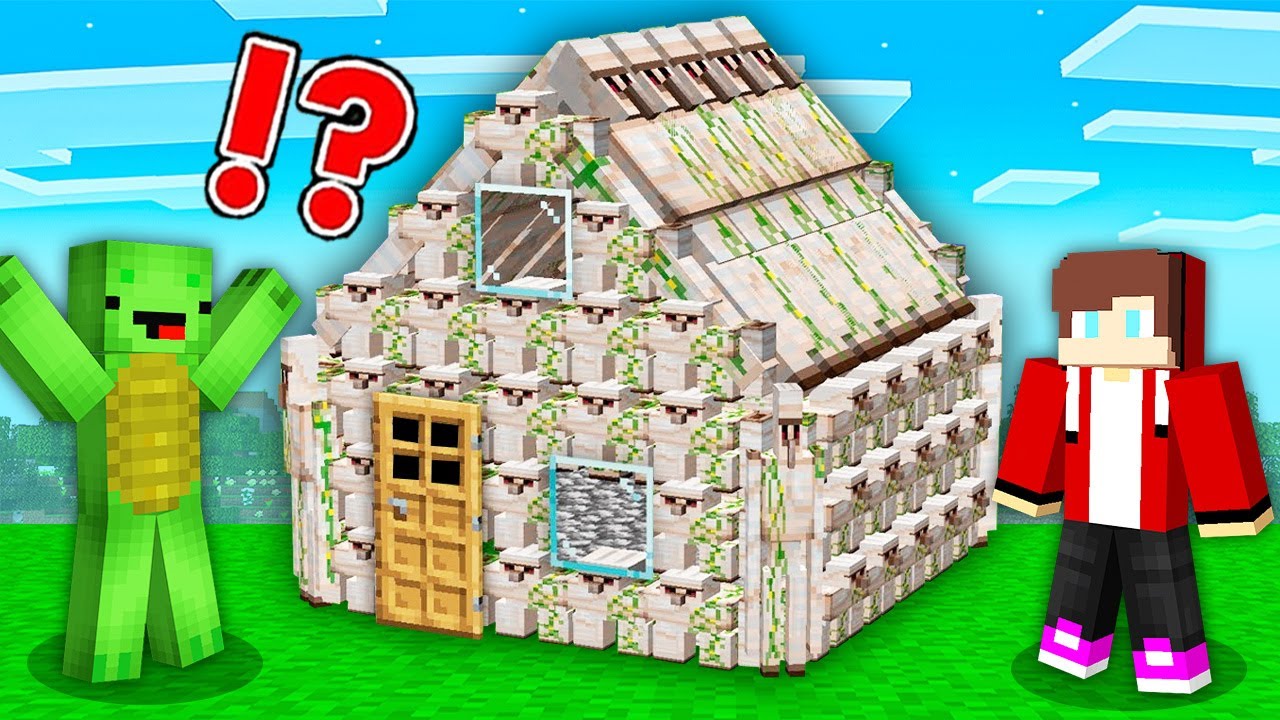 How To Build Modern House From Golems in Minecraft - Mikey and JJ ...
