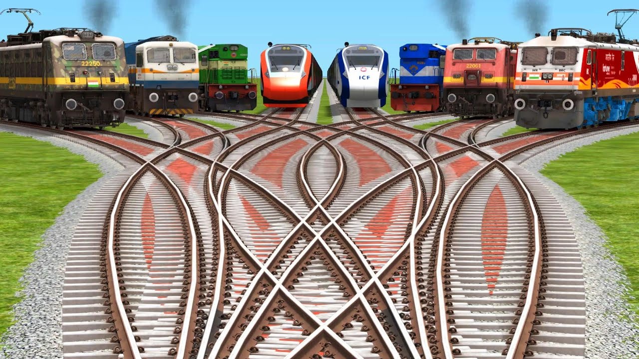 Eights Express&Passenger Trains Run For Daimond 3D Railroad Tracks ...