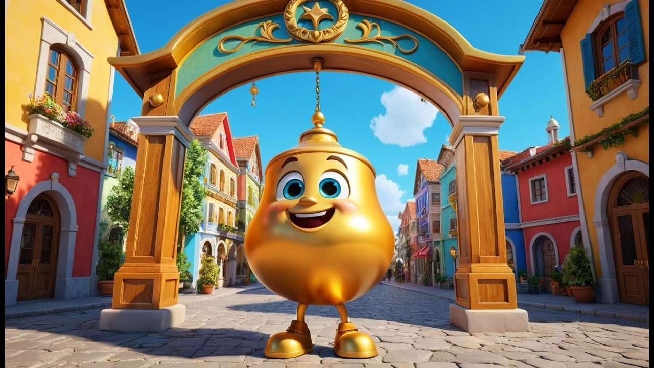 The Golden Bell Rings Ding, Ding, Ding Rhyme Song | Popular Nursery ...