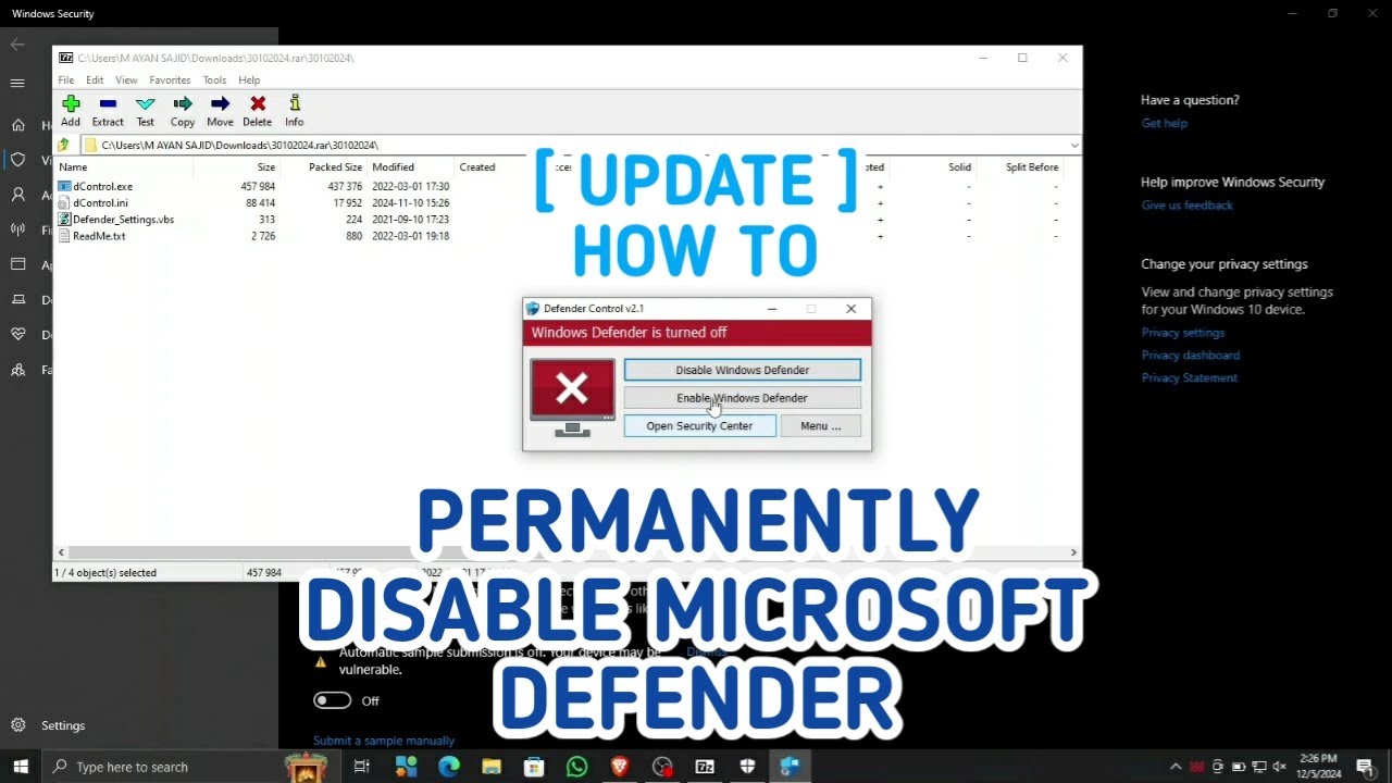 [ UPDATE ] HOW TO PERMANENTLY DISABLE MICROSOFT WINDOWS DEFENDER ON ANY ...
