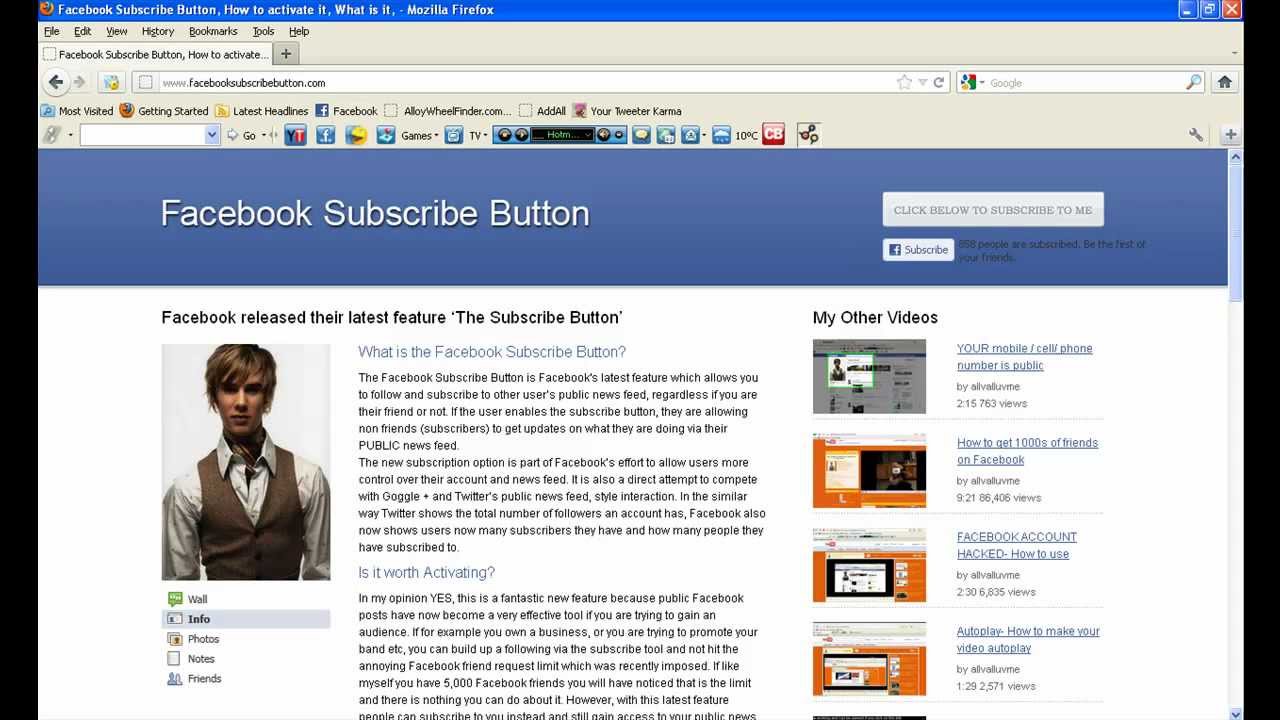How to get the Facebook subscribe button widget on your website - YouTube