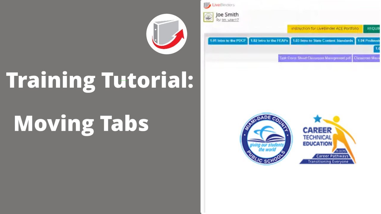 Miami-Dade Digital Binder Training: Moving Tabs - YouTube