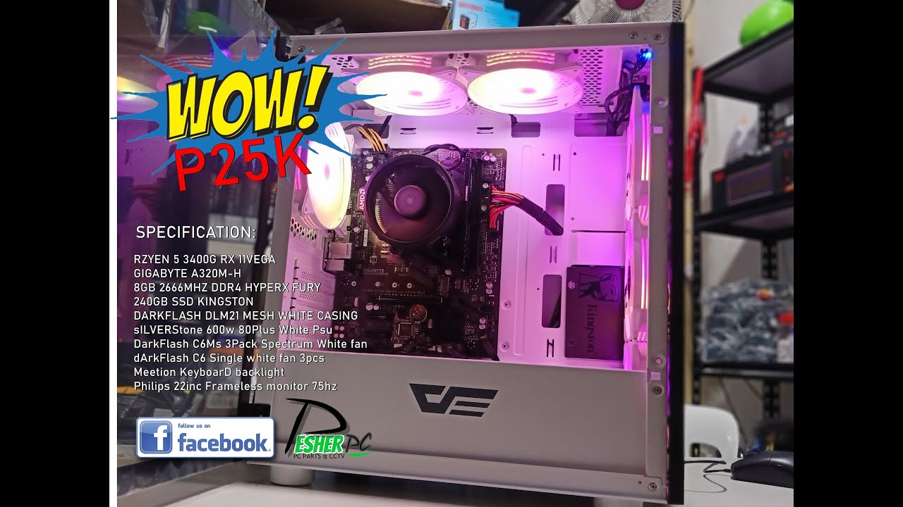 DARKFLASH DLM21 MESH WHITE CASING | RYZEN 5 3400G PC BUILD BUDGET - YouTube