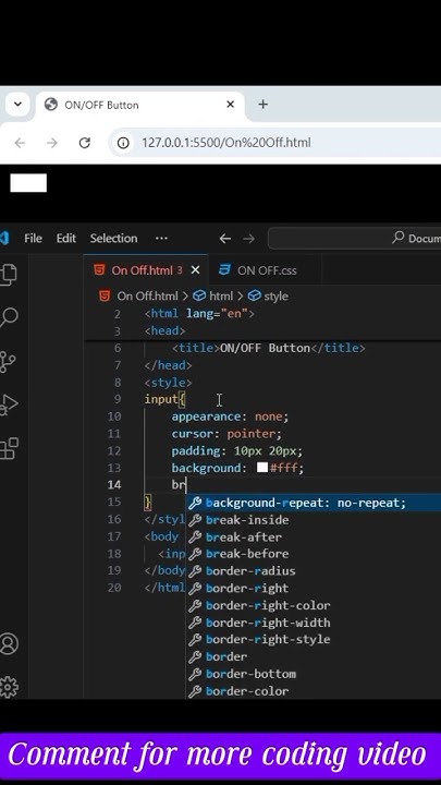 On And Off Toggle Button In Css Css3 Toggle Cssanimation Hovereffect Coding Tutorial Shorts 