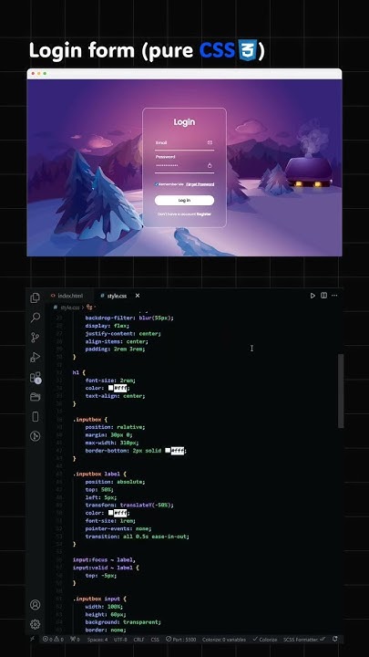 Login Form Using Html Css Html Css Webdesign Coding Webdevelopment Js Youtube