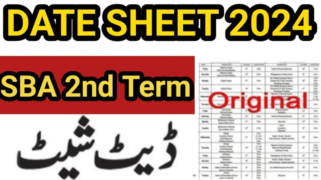 8th Class date sheet 2024 || Mid Term date sheet | SBA - YouTube