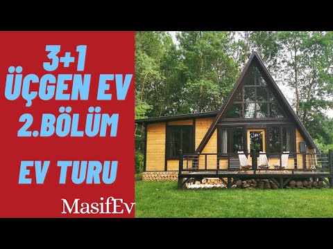 Detaylı  Üçgen Ev Yapım Videosu 2. Kısım  Ev Gezisi ,  88m2 3+1  Masif Ahşap EV , Stella Magna