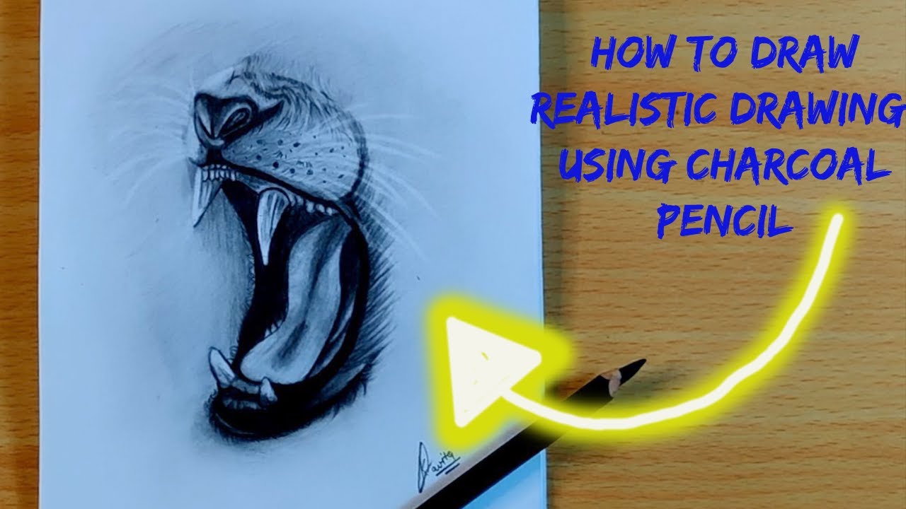 Realistic drawing using charcoal || step by step tutorial for beginners ...