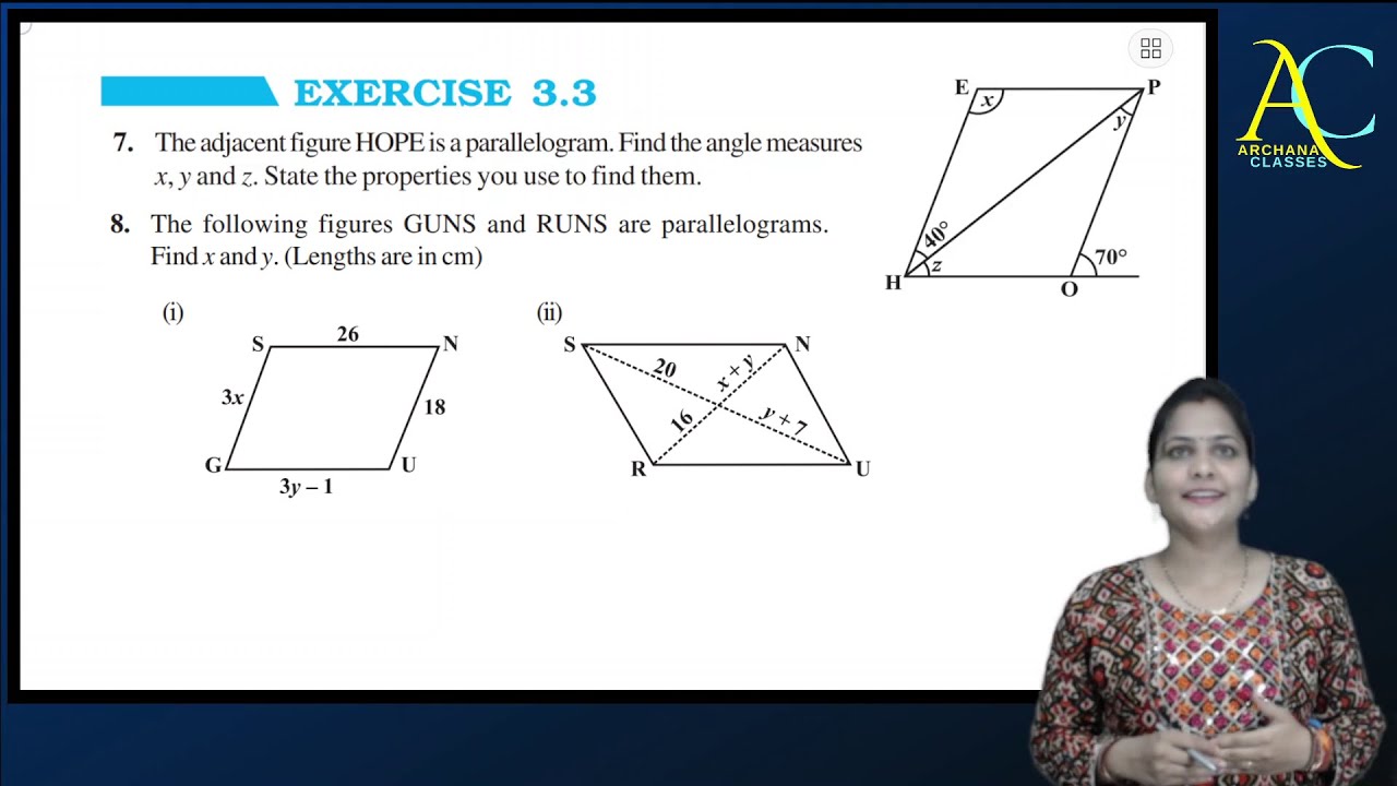 Questions 7 & 8 | Exercise 3.3 (Part 4) | Understanding Quadrilaterals ...