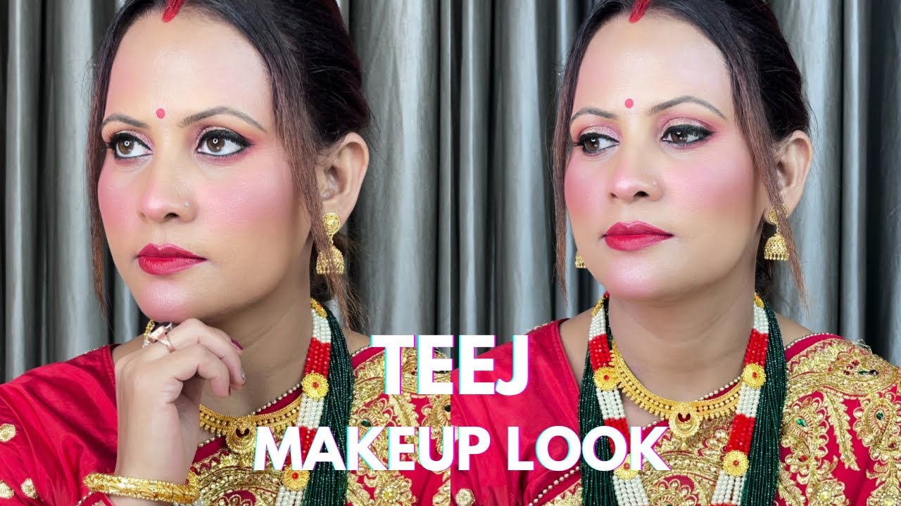 Red Saree Teej Look 2025 – Hartalika Teej Makeup Made Easy - YouTube