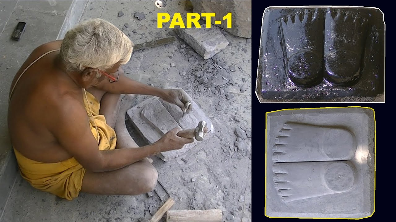 FOOT PRINT ON STONE CAVING. STONE FOOT..!BEAUTIFUL FOOT MAKING..! PART ...