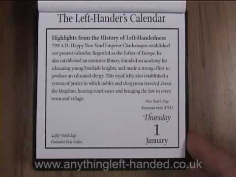 left handed calendar - block design - YouTube