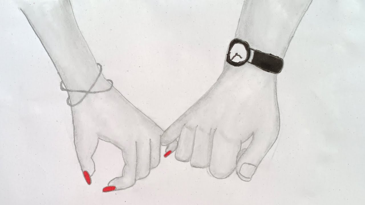 Two Hands Pencil Sketch Drawing || Girl and Boy || Step by Step by ...