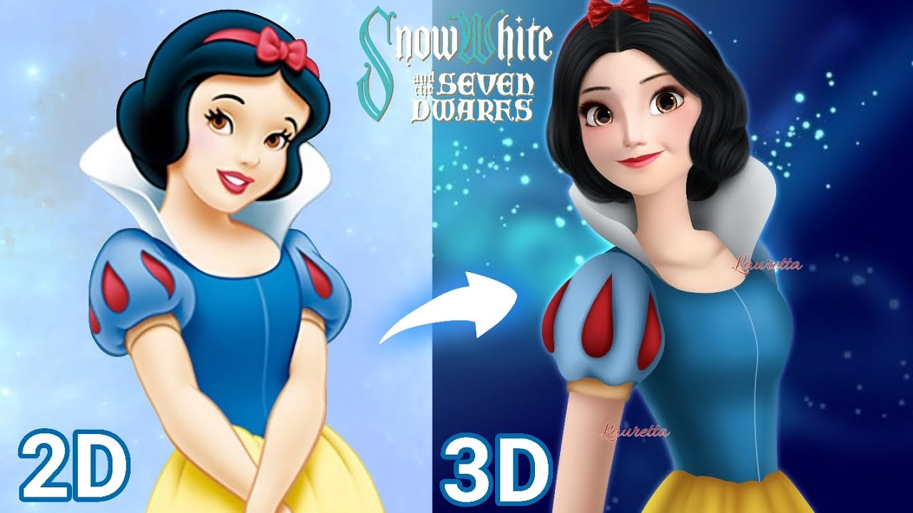 Snow White transformation from 2D into 3D | Disney Snow White glow up ...