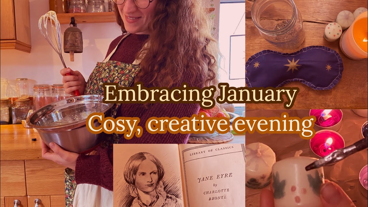 Cosy January evening🧦Baking, Candle Painting🕯️Sewing lavender eye mask ...