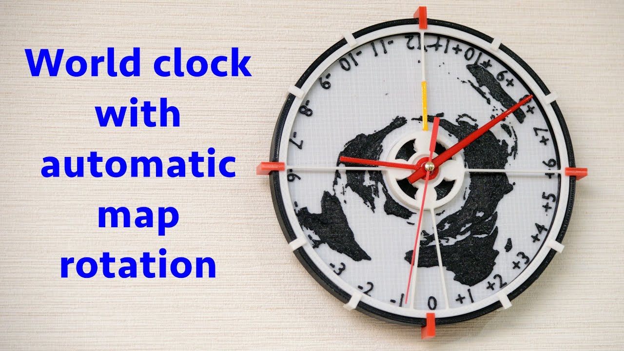 World clock with automatic map rotation - YouTube