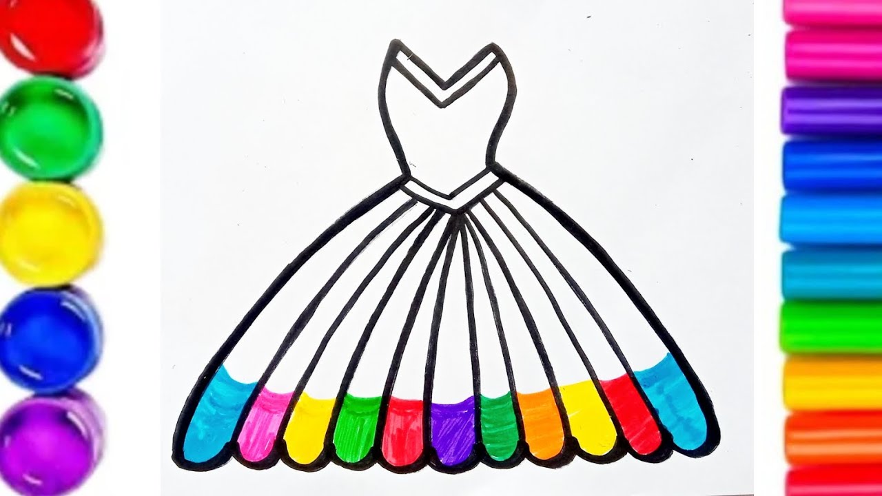 🌈 DRESS DRAWING | HOW TO DRAW BRIDE DRESS DRAWING FOR KIDS AND TODDLERS ...
