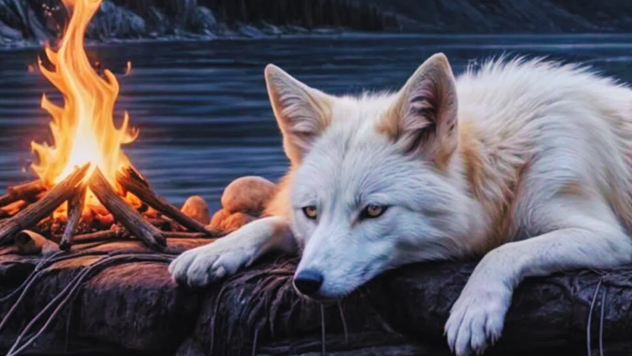 Werewolf Dozing by the Beach | Gentle Campfire, Lake, Breathing Sounds ...