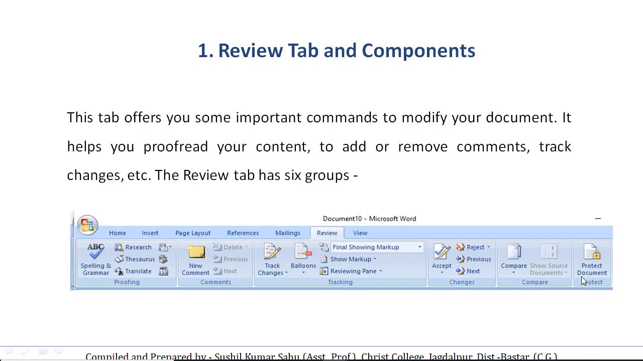 Review Tab of MS-Word - YouTube