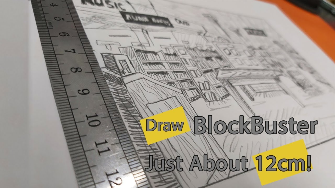 Blockbuster Drawing | How to draw a video shop like Blockbuster in an ...