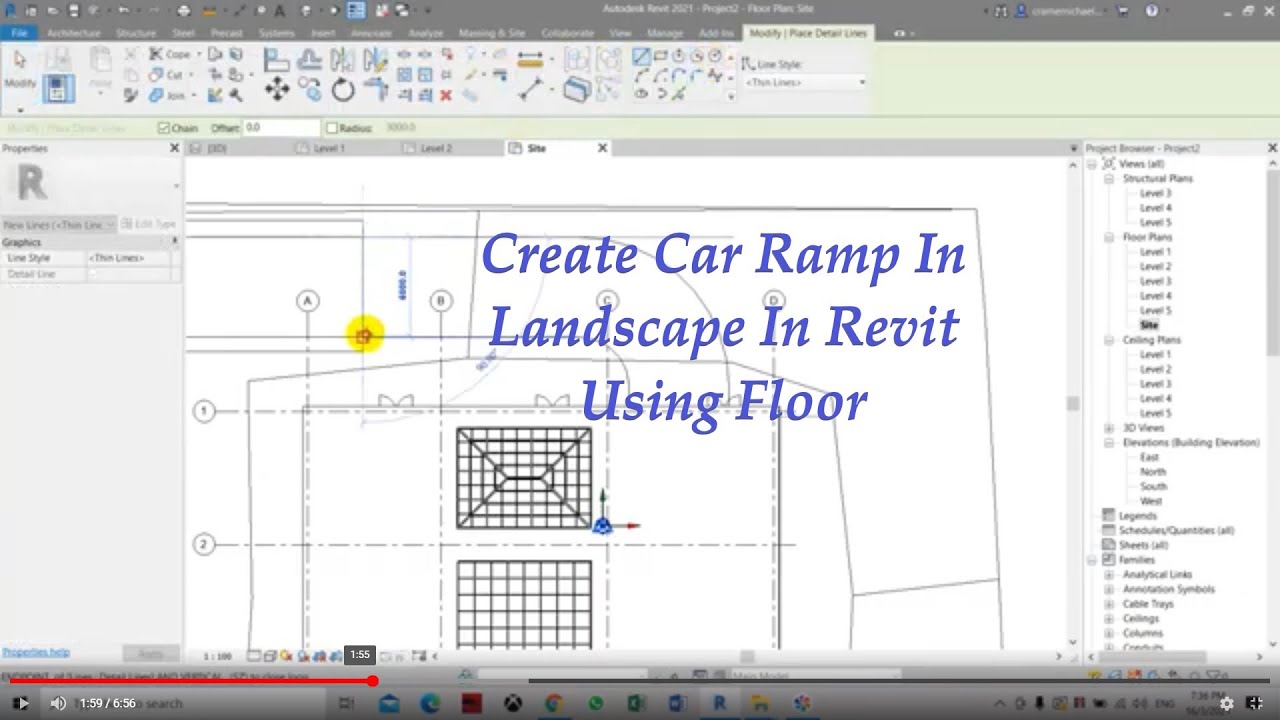 Create Car Ramp In Landscape In Revit Using Floor - YouTube
