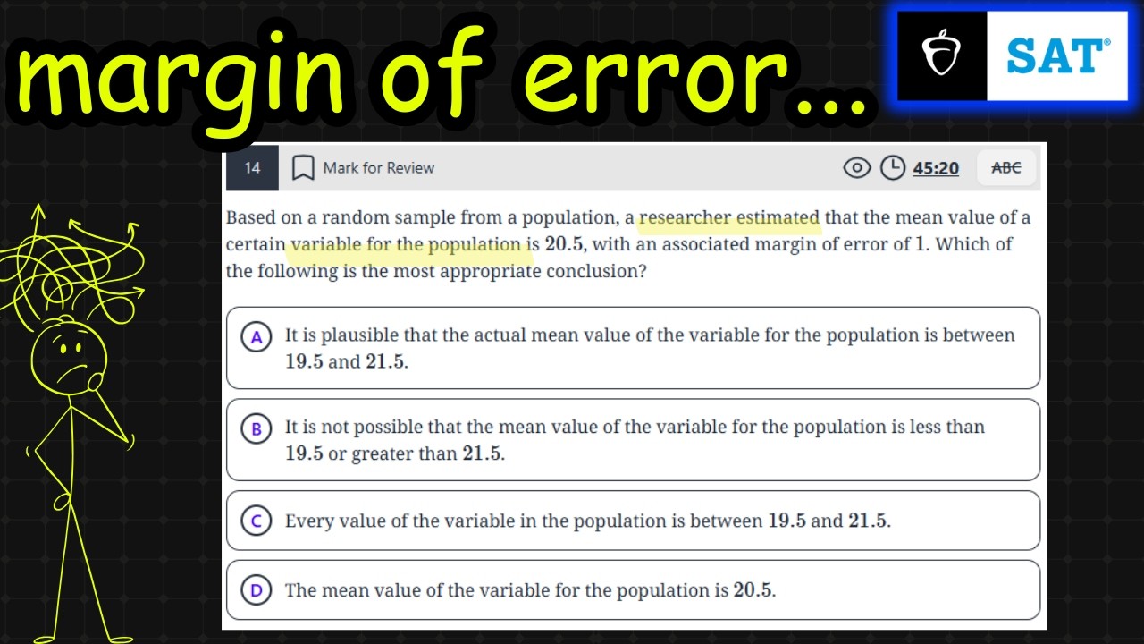 sat math is easy... master margin of error and other statistics stuff - YouTube