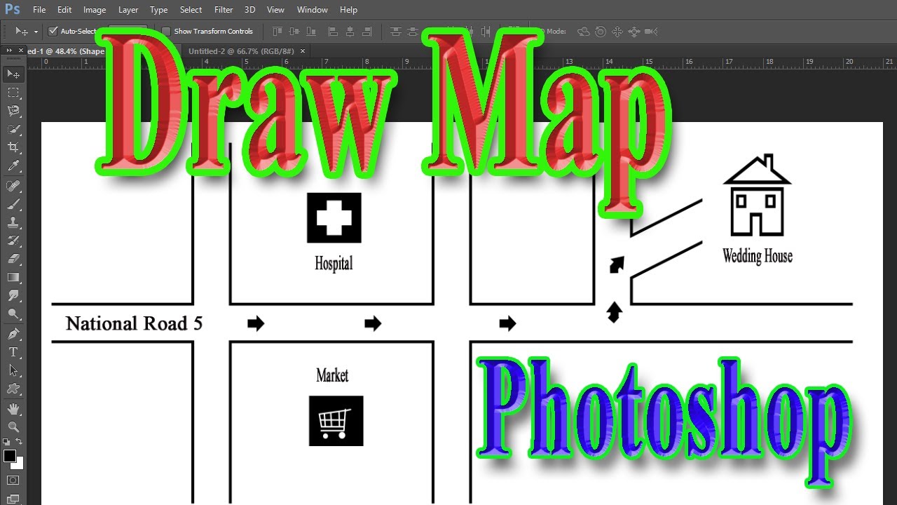 Draw Map On Photoshop - YouTube
