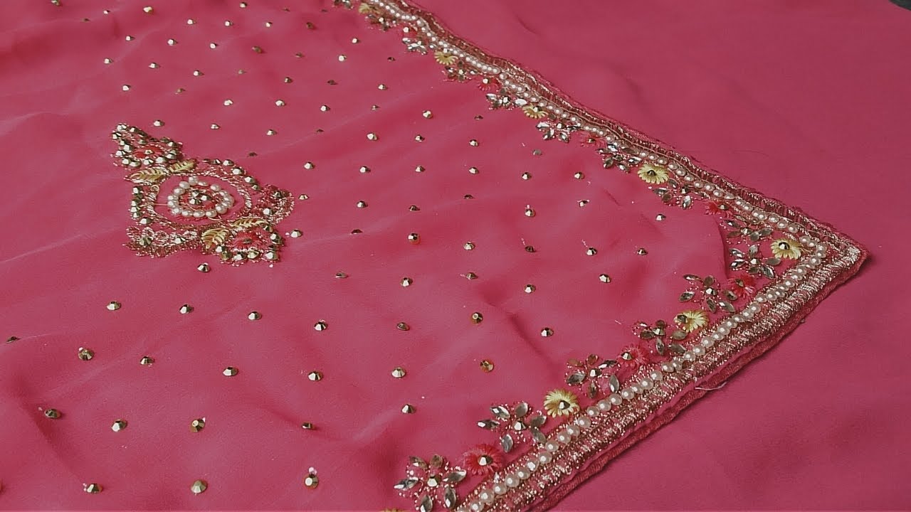 New Designer Saree Stone Work || stone work at home || #saree # ...