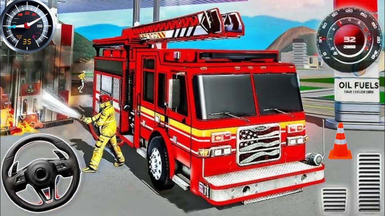 Fire truck driving simulator android gameplay - fire brigade game ...