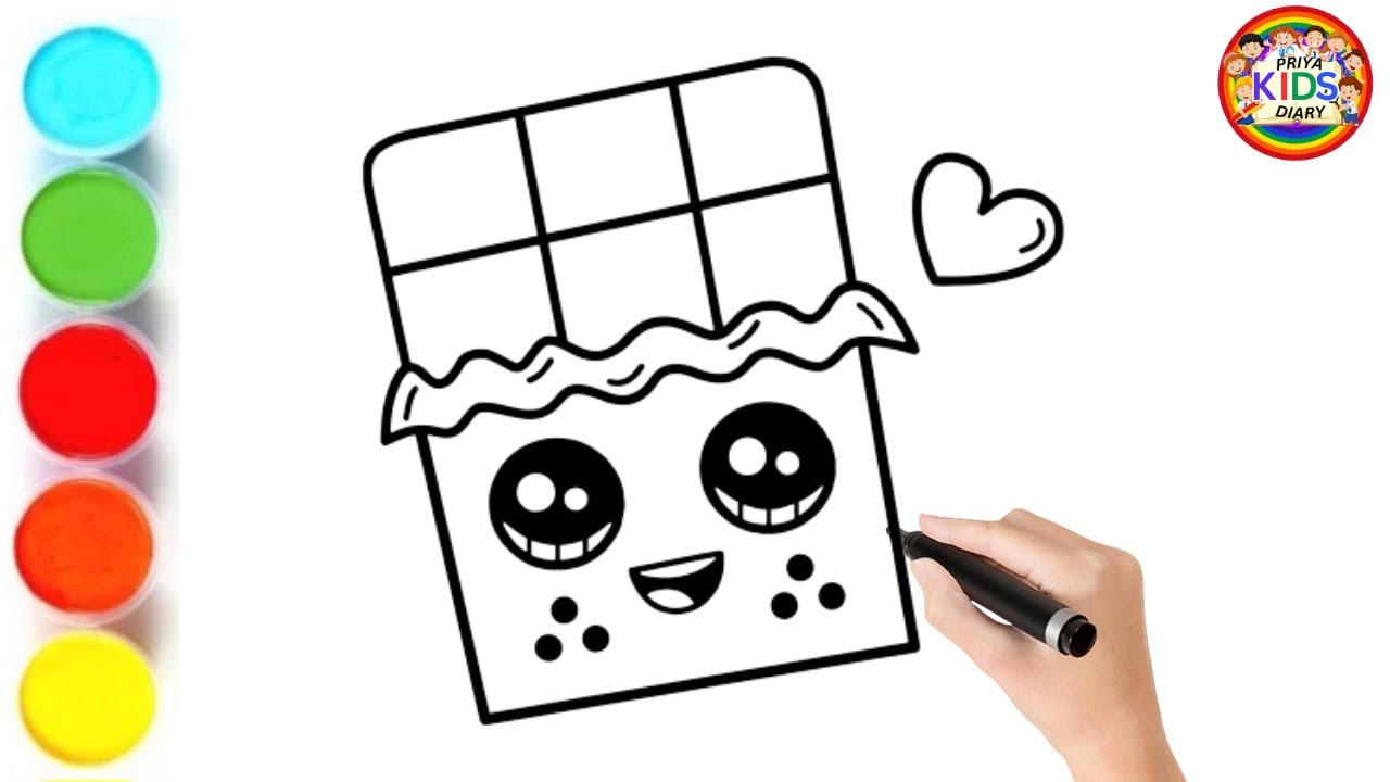 How to Draw a Cute Chocolate Bar Step by Step | Chocolate Drawing ...