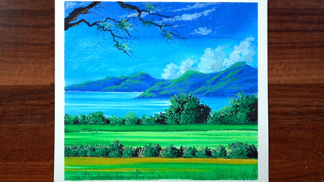 How to draw a hilly landscape only using oil pastels - easy tutorial ...