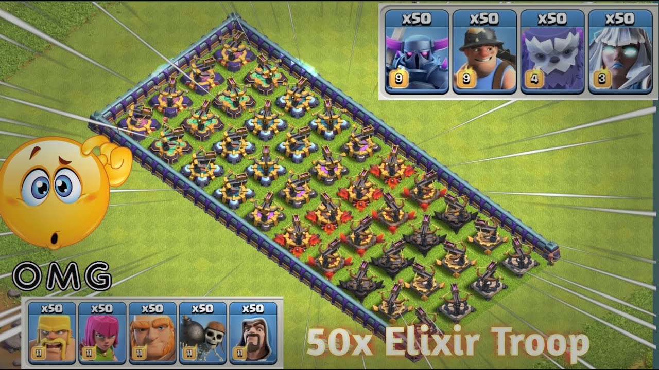 All levels X-bow Vs 50x Elixir Troop 😯. // Clash of Clans // - YouTube
