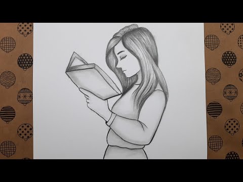 Karakalem Güzel Çizimler, Kitap Okuyan Kız Resmi Adım Adım Nasıl Çizilir, Çizim Hobimiz Kolay Çizim