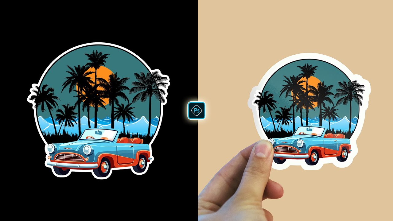 Beach Car Sticker Design for Redbubble in Photoshop Tutorial - YouTube
