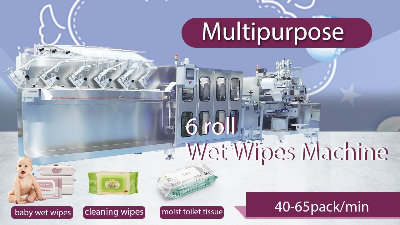 Multipurpose 6 roll Wet Wipes Machine | Wet Wipes Production Line - YouTube