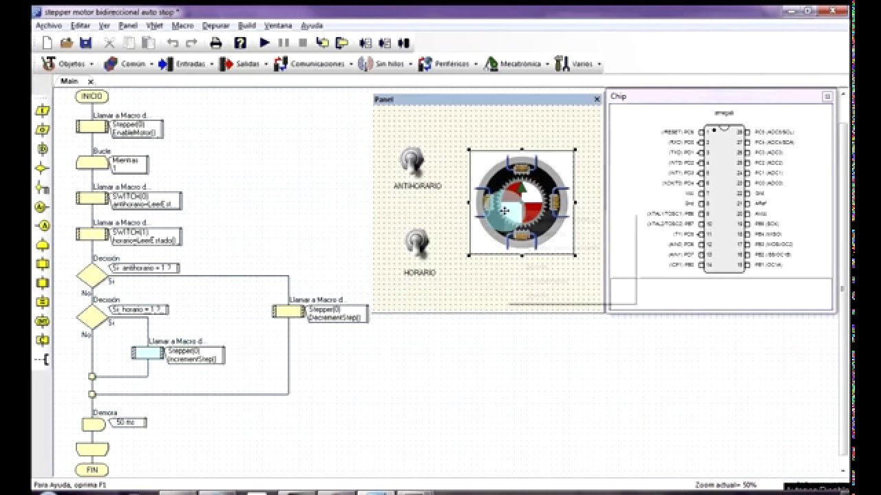 FLOWCODE - Código control motor paso a paso bidireccional / autostop ...