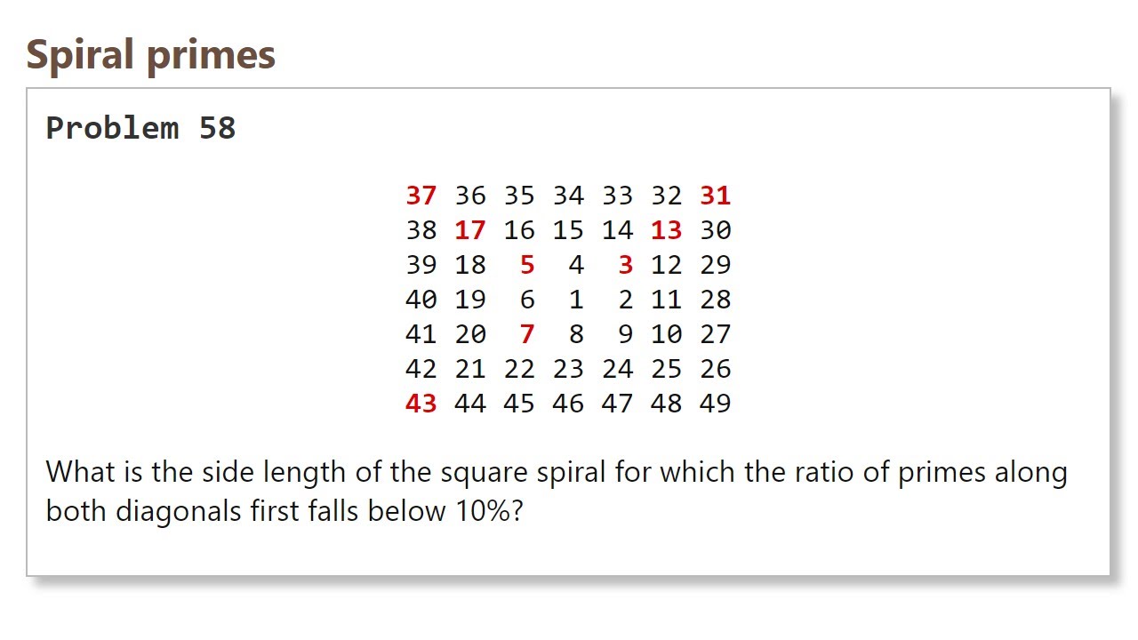 Project Euler Problem 58 Cc Youtube