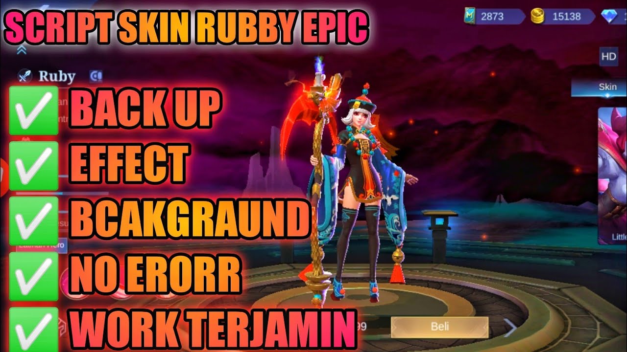Script Skin Ruby Epic Lady Zombie| Full Effect | Full BackUp Patch Next ...