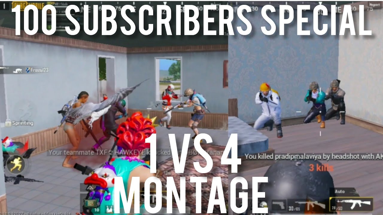100 SUBSCRIBERS SPECIAL | 1VS 4 MONTAGE | wb falcon gamer | PUBG MOBILE ...