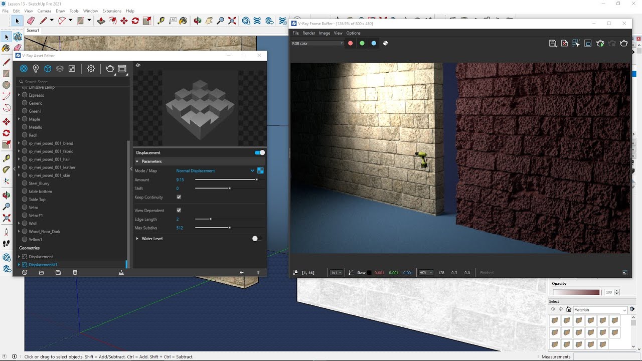 VRAY Sketchup Videocourse - 13 - Normal and Bump Map VS Displacement ...